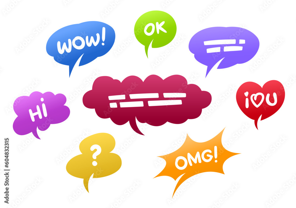 Comics message clouds collection. Hand drawn speech bubbles. Chat ...