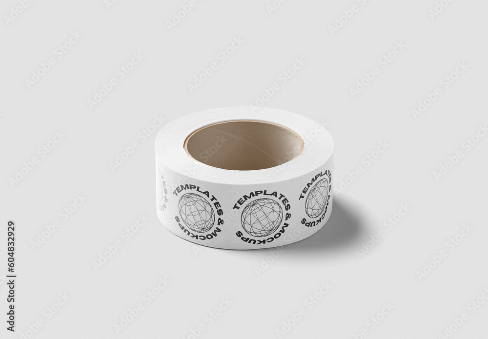 Mockup of customizable printed paper packing tape lying down available ...
