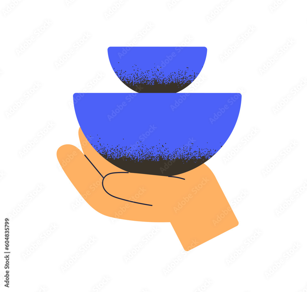 Hand holding geometric shapes, semi-circles. Abstract creative element ...