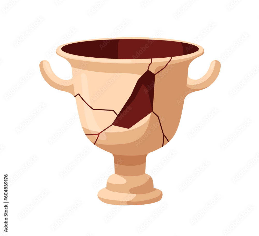Broken pottery with fractures and clefts. Old antique clay pot ...