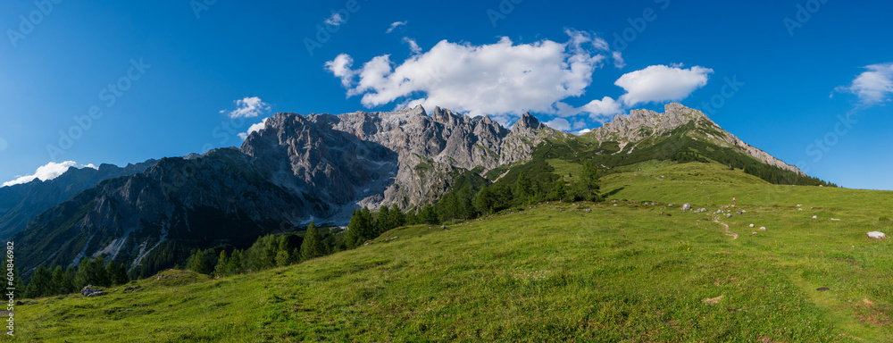 Mountainous view toward Rotelstein mountain (2247m) in Schladming ...