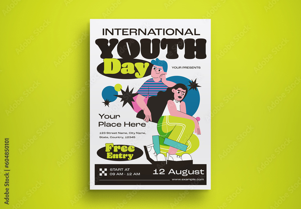 Ivory Modern International Youth Day Flyer Layout Stock Template ...