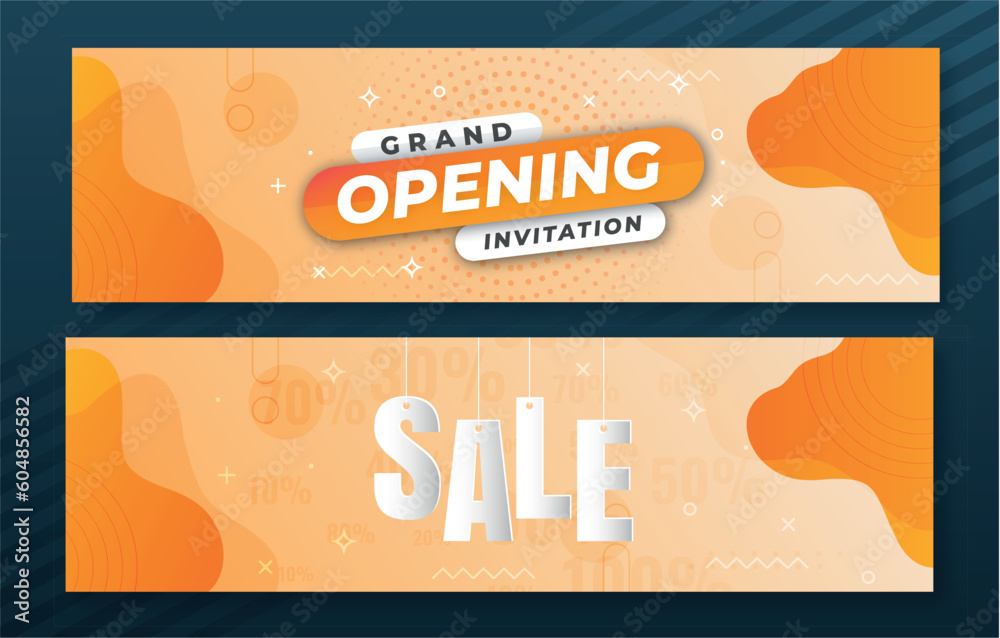 Grand opening invitation sale poster sale banner design template with ...