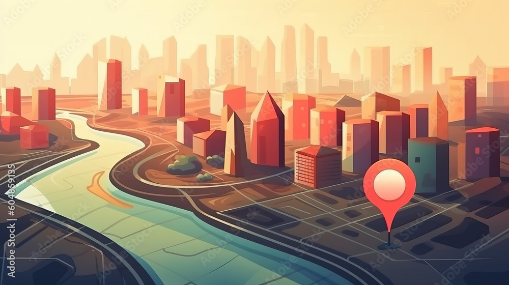 Location pin sign icon and gps navigation map. Created with Generative ...