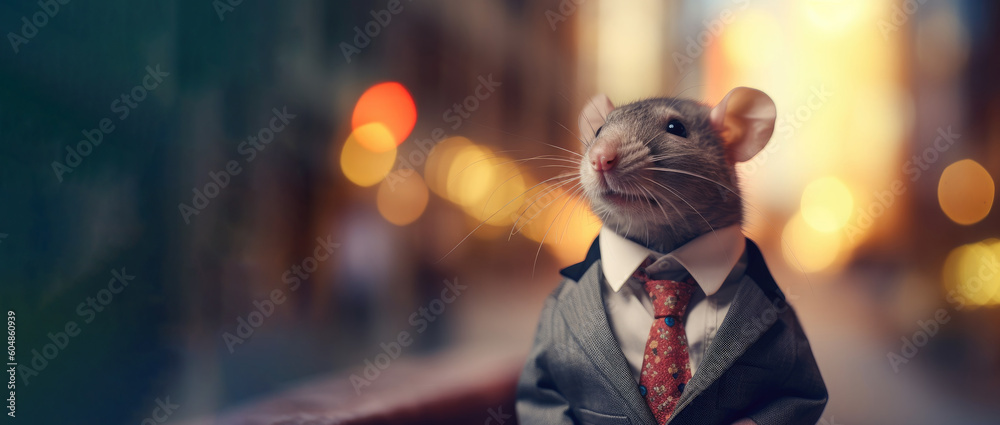 Illustration of a cute rat dressed in a suit and tie, rat dressed as an ...