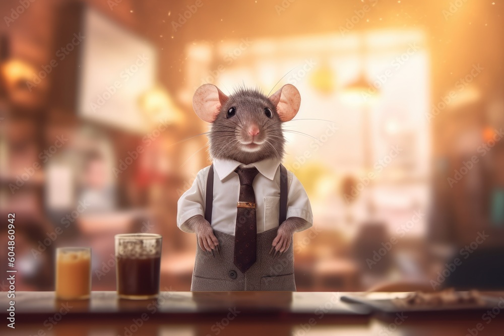 Illustration of a cute rat dressed in a suit and tie, rat dressed as an ...