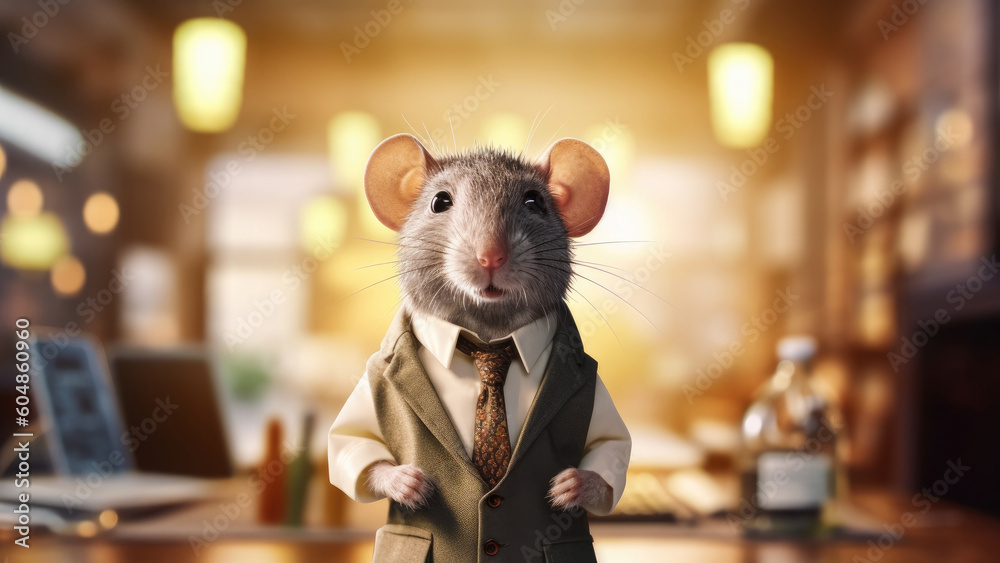Illustration of a cute rat dressed in a suit and tie, rat dressed as an ...