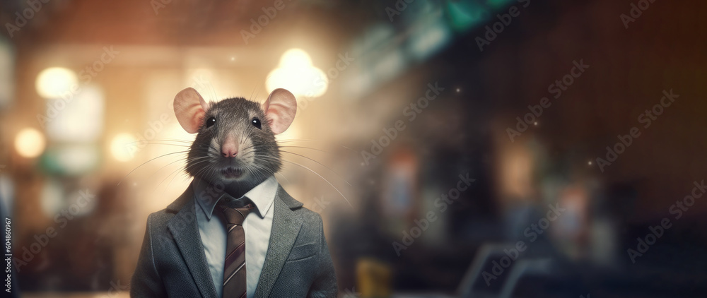 Illustration of a cute rat dressed in a suit and tie, rat dressed as an ...