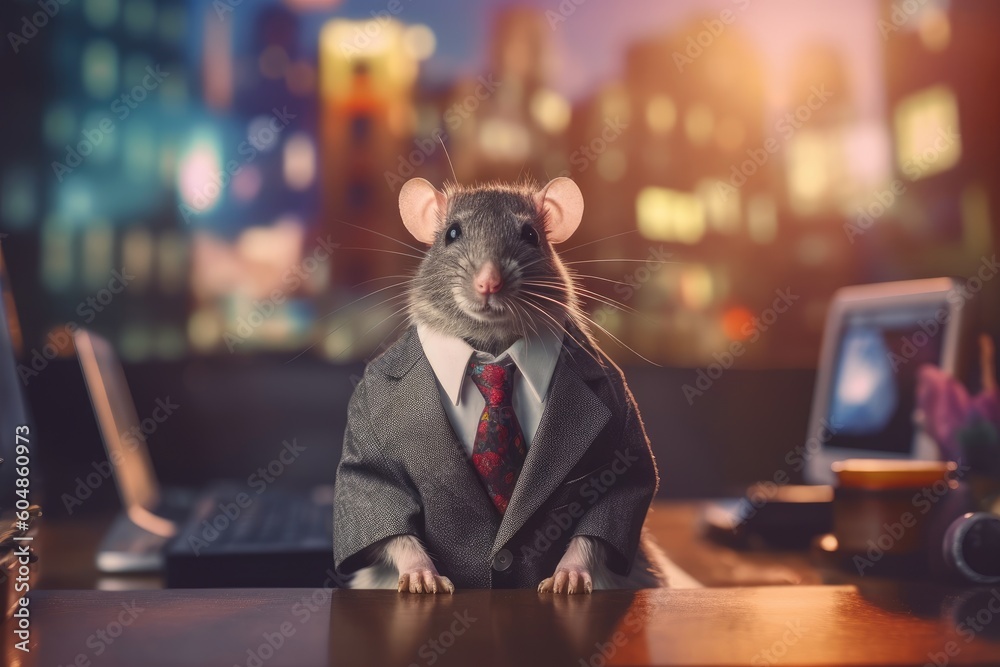 Illustration of a cute rat dressed in a suit and tie, rat dressed as an ...