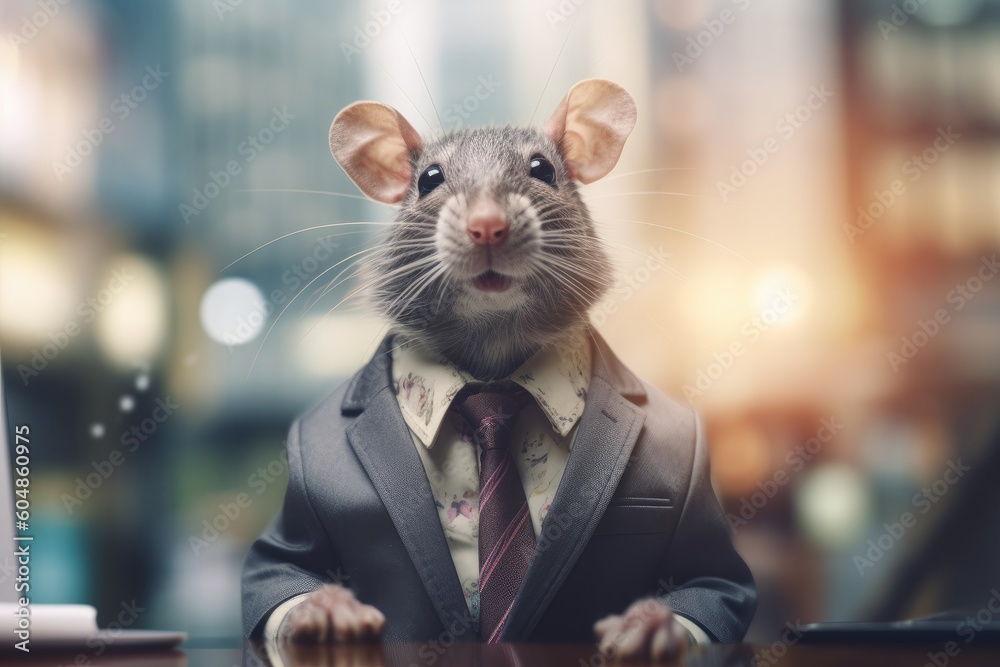 Illustration of a cute rat dressed in a suit and tie, rat dressed as an ...