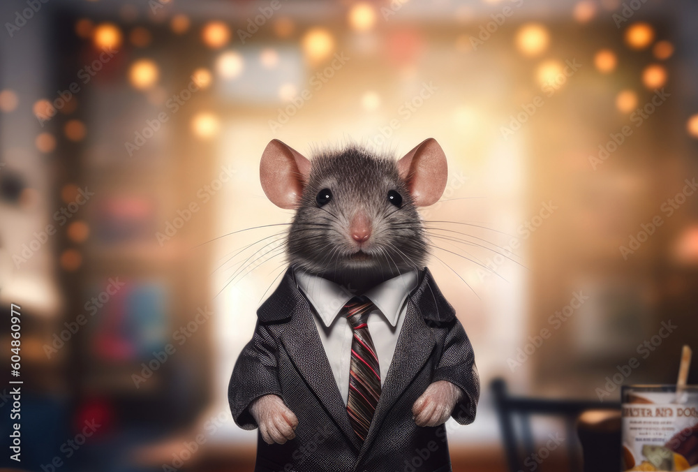 Illustration of a cute rat dressed in a suit and tie, rat dressed as an ...