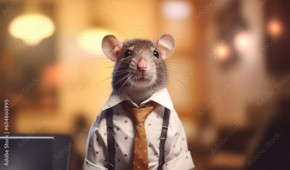 Illustration of a cute rat dressed in a suit and tie, rat dressed as an ...
