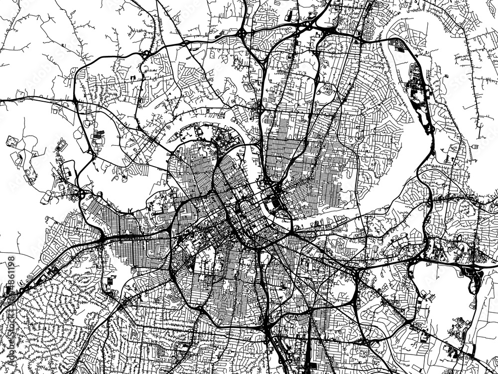 Road map of the city of Nashville Tennessee in the United States of ...