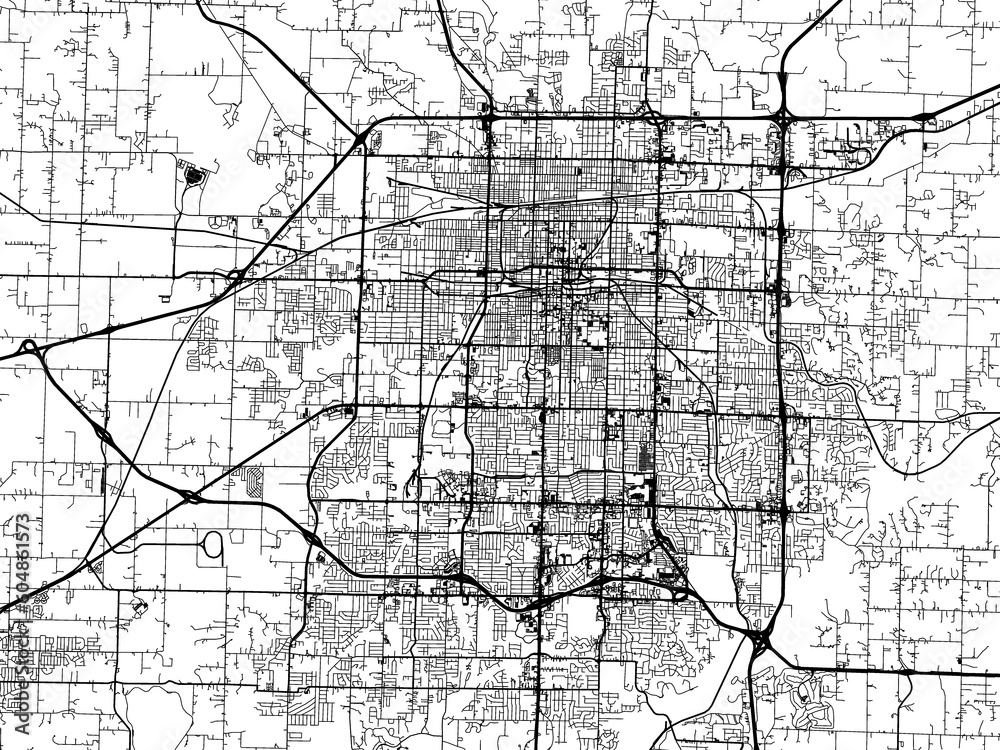 Road map of the city of Springfield Missouri in the United States of ...