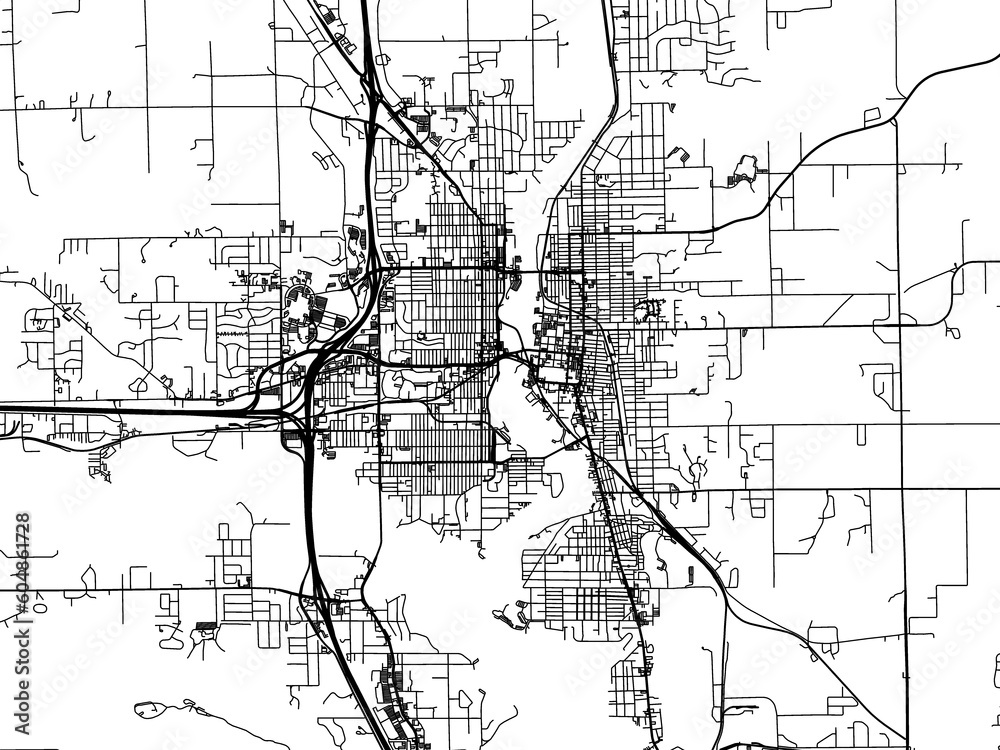 Road map of the city of Wausau Wisconsin in the United States of ...