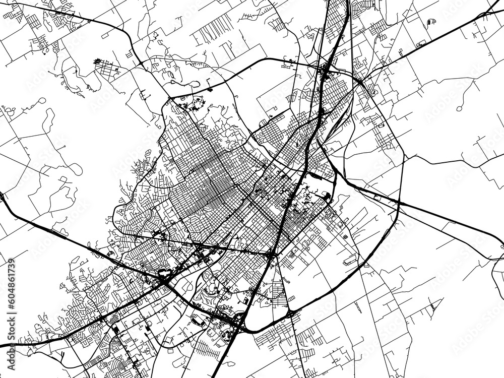 Road map of the city of Waco Texas in the United States of America on a ...