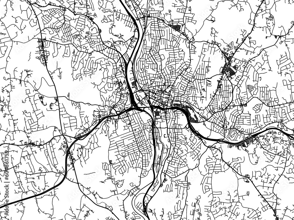 Road map of the city of Waterbury Connecticut in the United States of ...