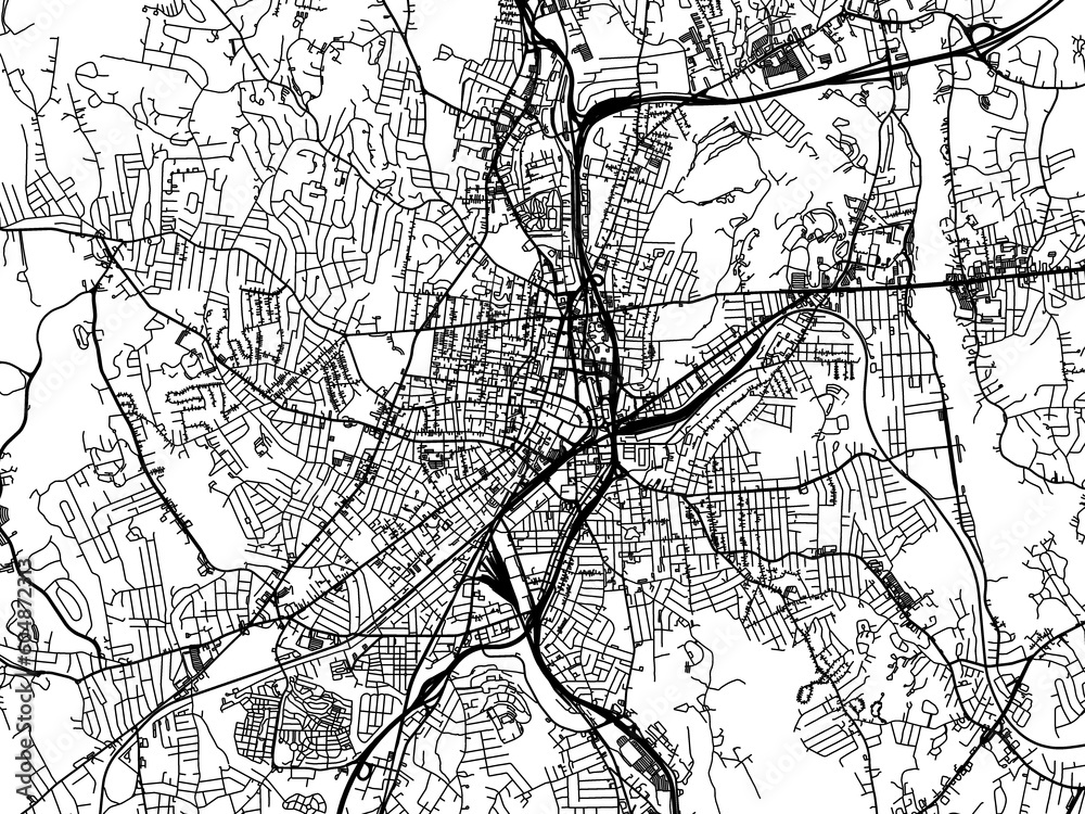 Road map of the city of Worcester Massachusetts in the United States of ...