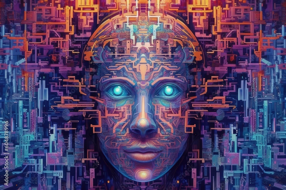 Artistic representation of a male android face, symbolizing the concept ...