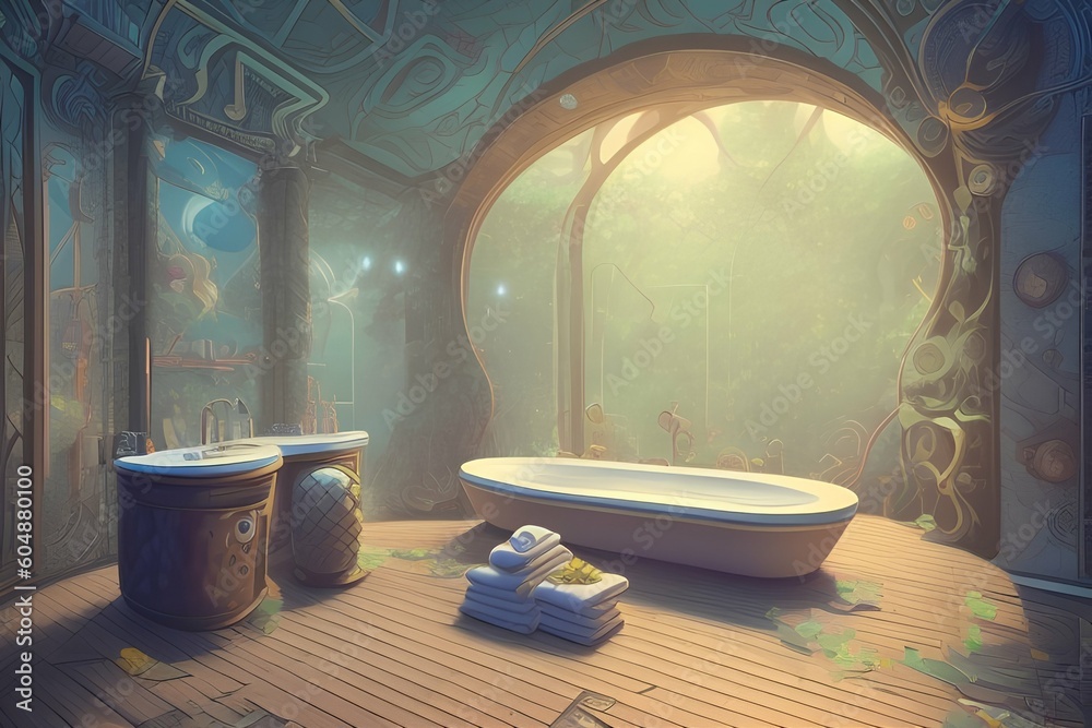 cartoon vector illustration interior spa room with separated layers in ...