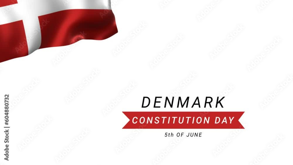 Denmark Constitution Day June 5 animation with national flag of kingdom ...