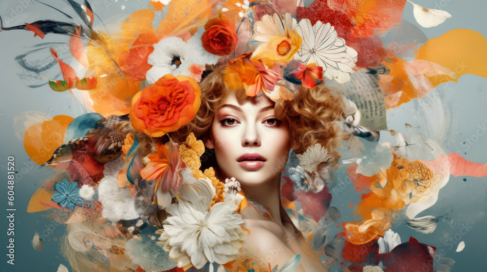 Abstract Collage. Dive into a digital wonderland where myriad faces and ...