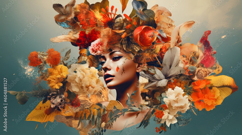 Abstract Collage. Dive into a digital wonderland where myriad faces and ...