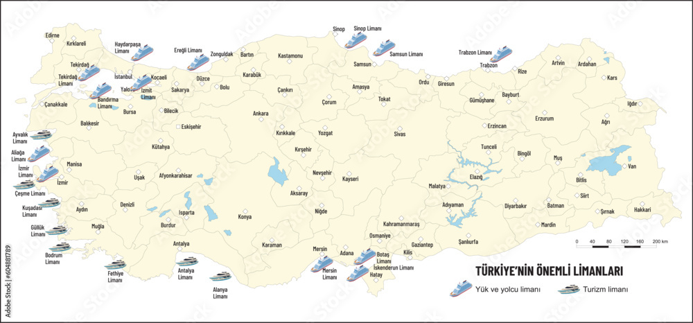 Turkey's Important Ports Map, Freight Ports, Tourism Ports, Turkey map ...