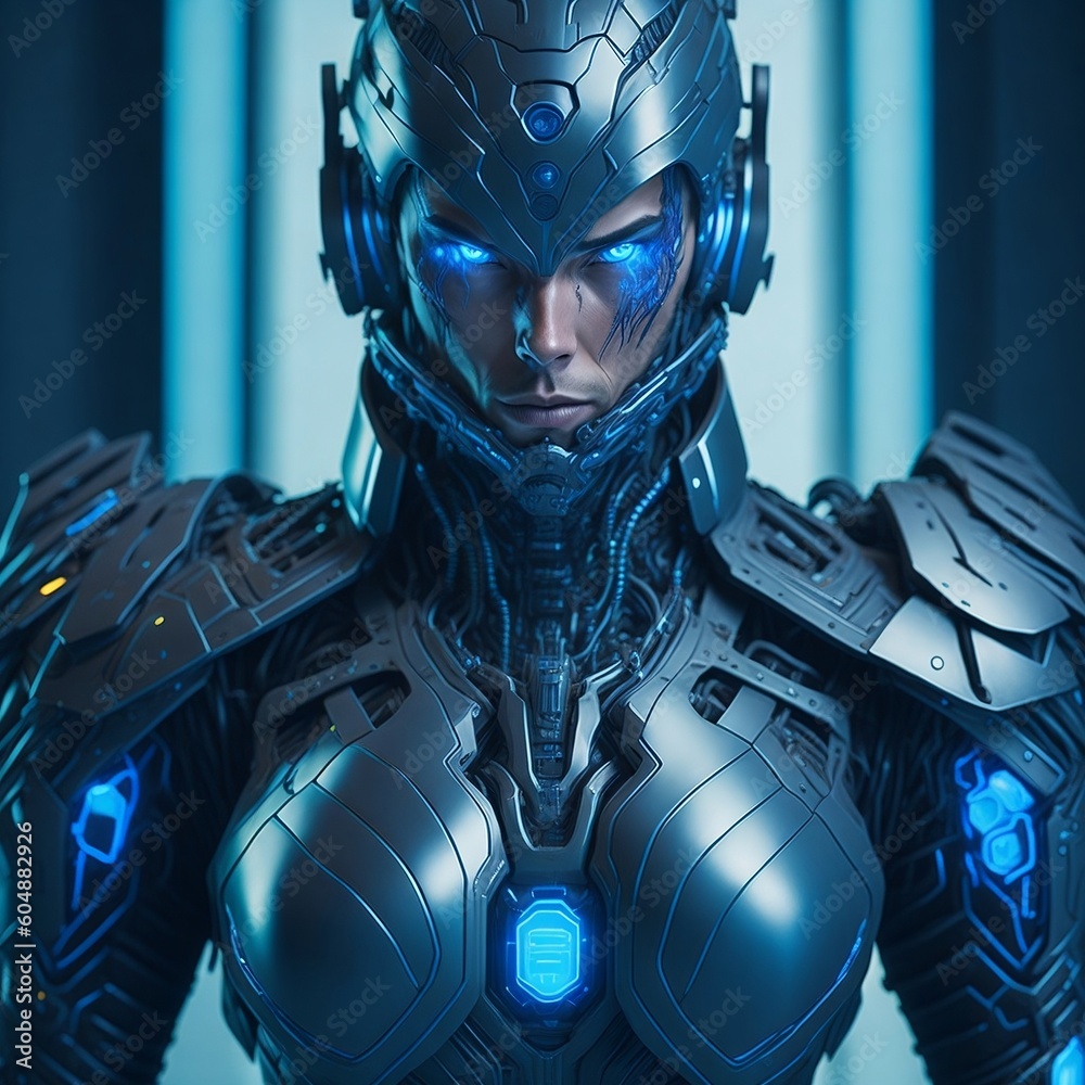 Cyber Men the combination of human and ai concept, Generative ai Stock ...