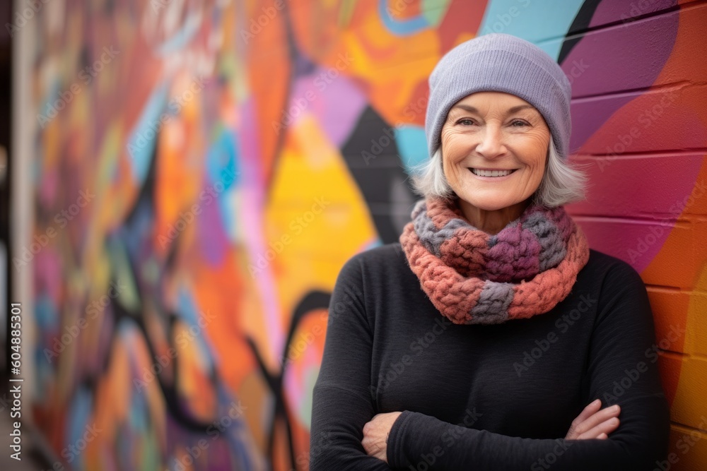 Lifestyle portrait photography of a glad mature woman wearing a warm ...