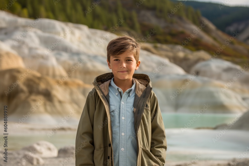 Full-length portrait photography of a glad kid male wearing a ...