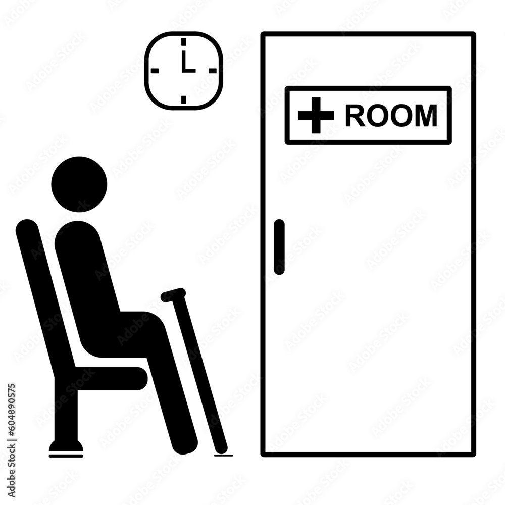 Symbol sign. Waiting room pictogram, waiting room sign for hospital and ...