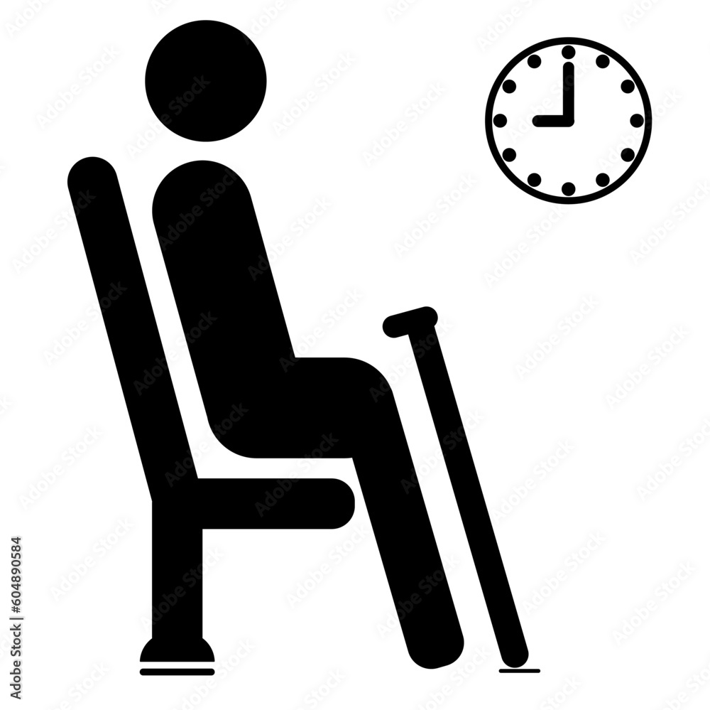 Symbol sign. Waiting chair pictogram, waiting room, and priority seat ...
