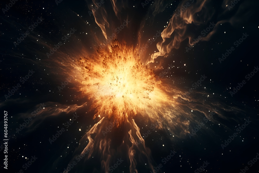 Abstract explosion in space. Global accident in the galaxy. AI ...