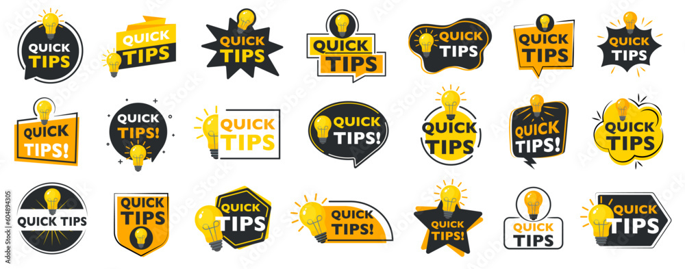 Quick tips, helpful tricks vector logos, Solution and trick ...