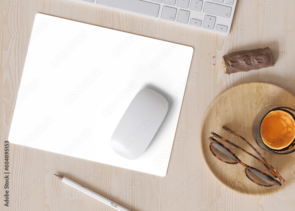 Blank and transparent computer mouse pad on the desk at home. Mousepad ...