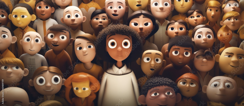 Diversity and inclusion concept: A group of people from many cultural ...