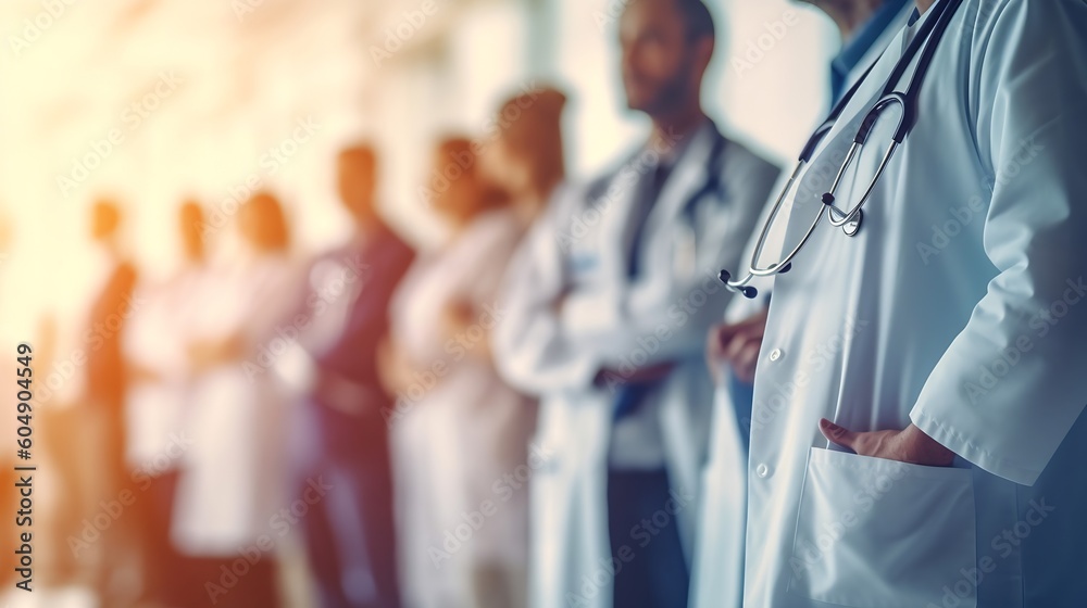 AI Generated: Front View of Medical Staff Group on Blurred Medical ...