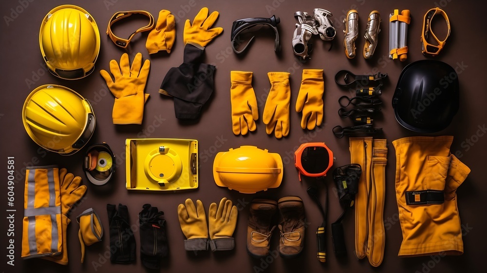 AI Generated: Workplace Safety Equipment - Hard Hat, Ear Protection ...