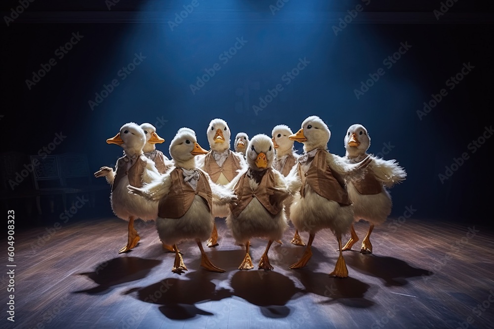 In a comical twist, a squad of dapper ducks engage in an epic dance ...