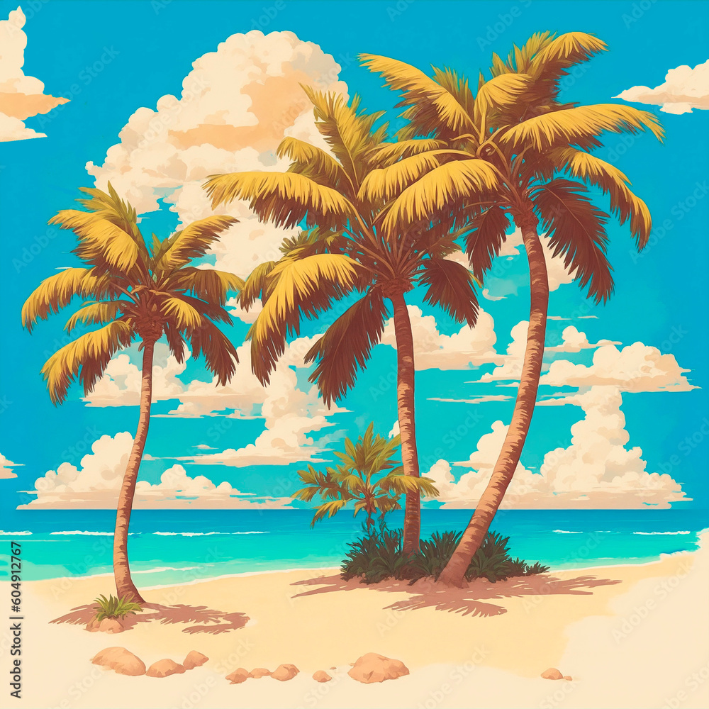 Digital art of a paradisiacal coastline on Brazilian beaches ...