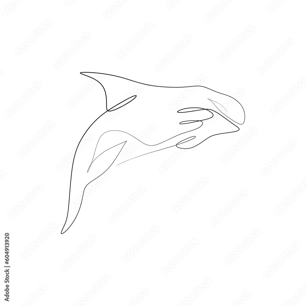 Continuous one line drawing of an orca vector illustration isolated on ...