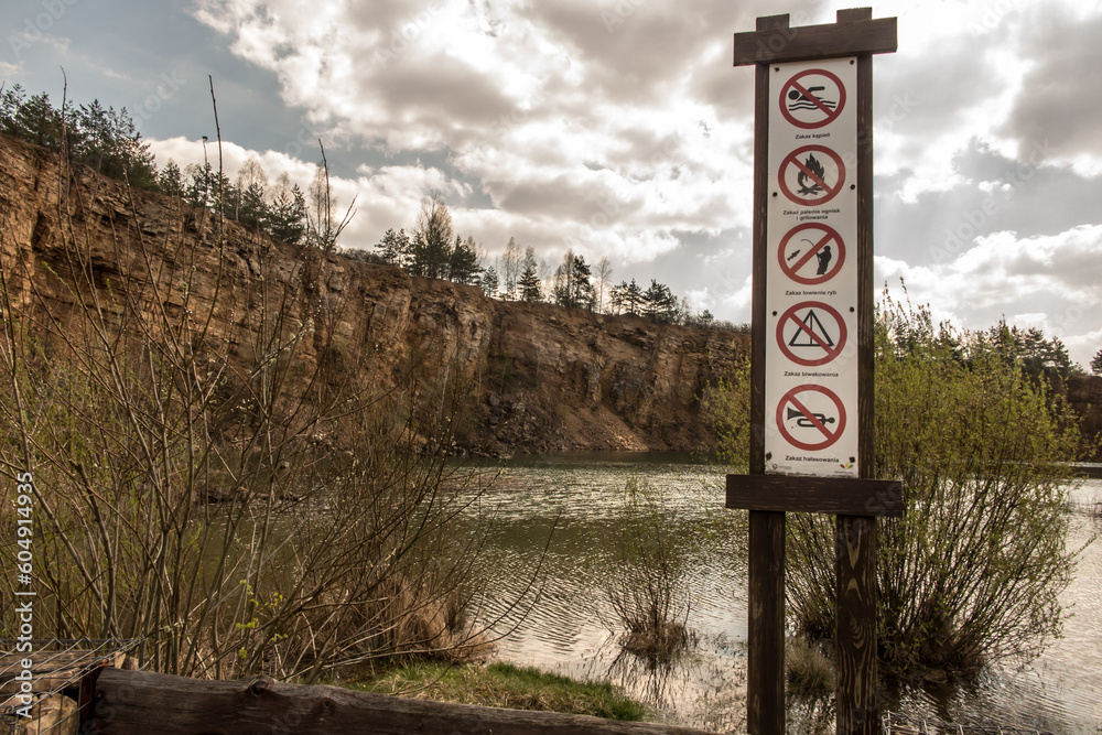 prohibition, signs, sign, beating, bathing, fishing, pitching tents ...