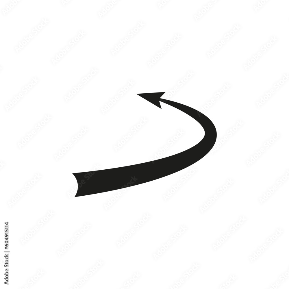 Semicircular rounded curved geometric arrow. The arrow of the flight ...
