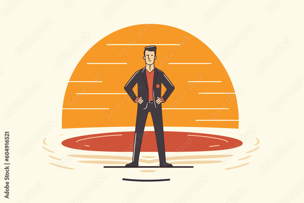 Doodle inspired Athlete manager at stadium, cartoon sticker, sketch ...