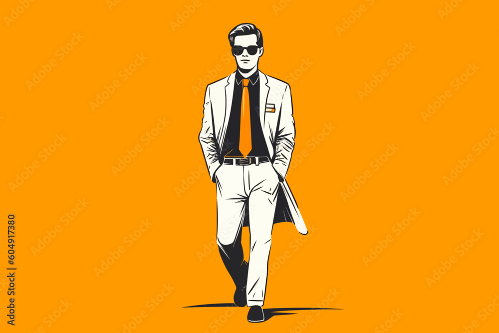 Doodle inspired Actor agent at casting office, cartoon sticker, sketch ...