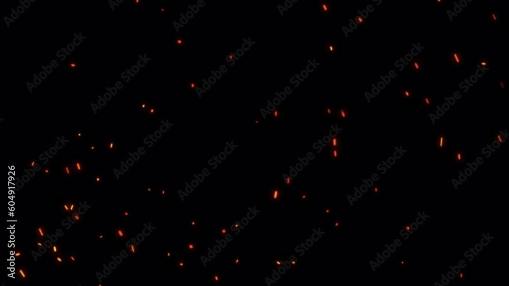 Abstract seamless loop glow fire particles ash sparks rising up with transparent alpha channel ...