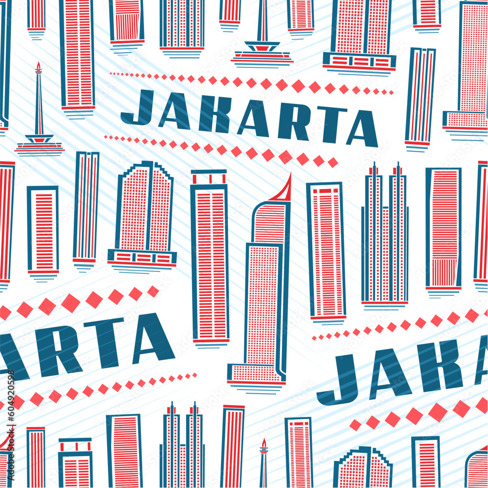Vector Jakarta Seamless Pattern, square repeat background with ...