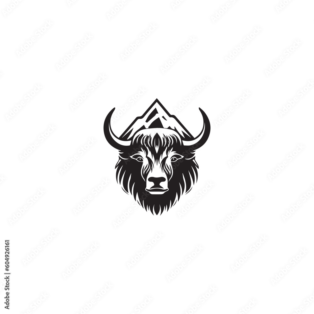 simple black yak logo icon designs vector black and white Stock Vector ...