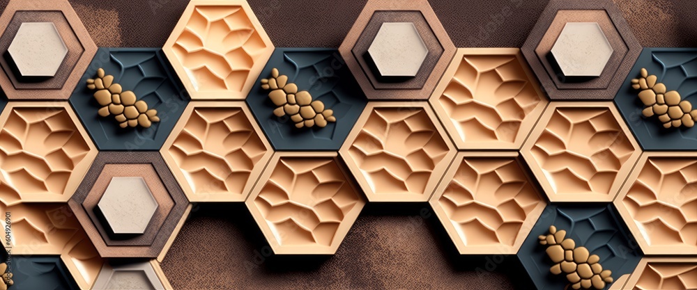 3d Digital wall tiles design with hexagonal honeycomb pattern Print in ...